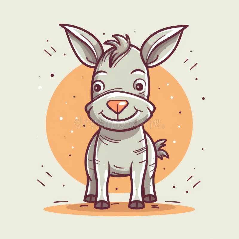 Simple and Cute Donkey Cartoon Outline Design on Clear Background ...
