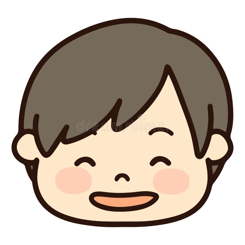 Simple and Cute Face of a Boy Laughing Stock Vector - Illustration of ...