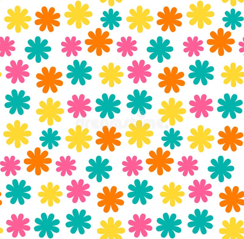 Simple Colorful Flowers Seamless Vector Pattern Stock Vector ...