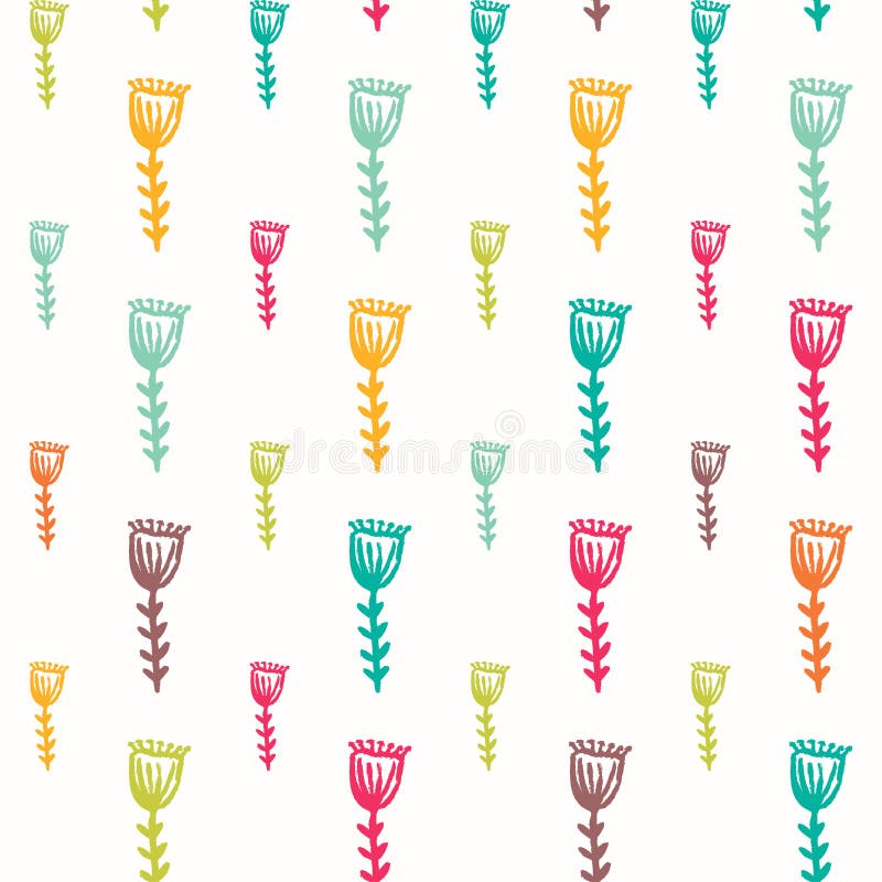 Simple Cute Floral Background with Flowers and Branches. Stock Vector ...