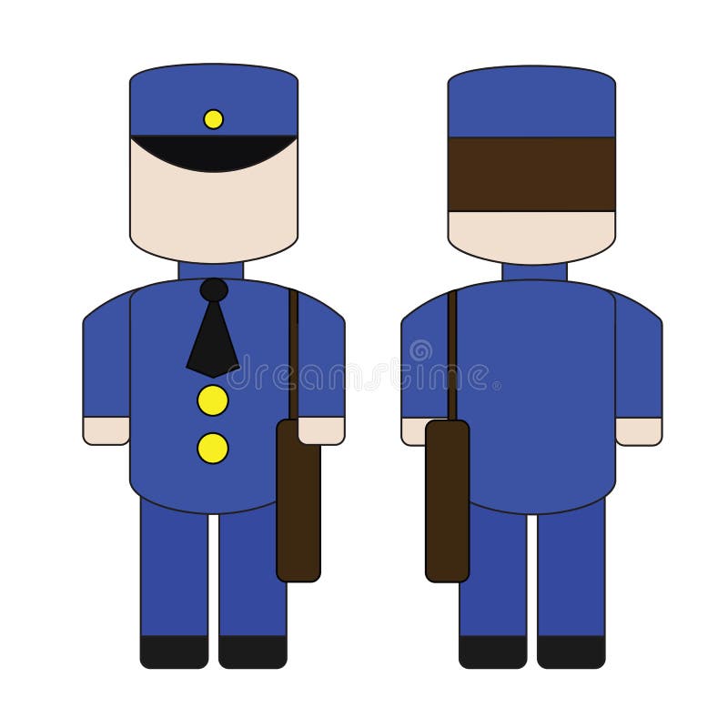 Simple Cute Funny Cartoon Postman Stock Vector - Illustration of post ...