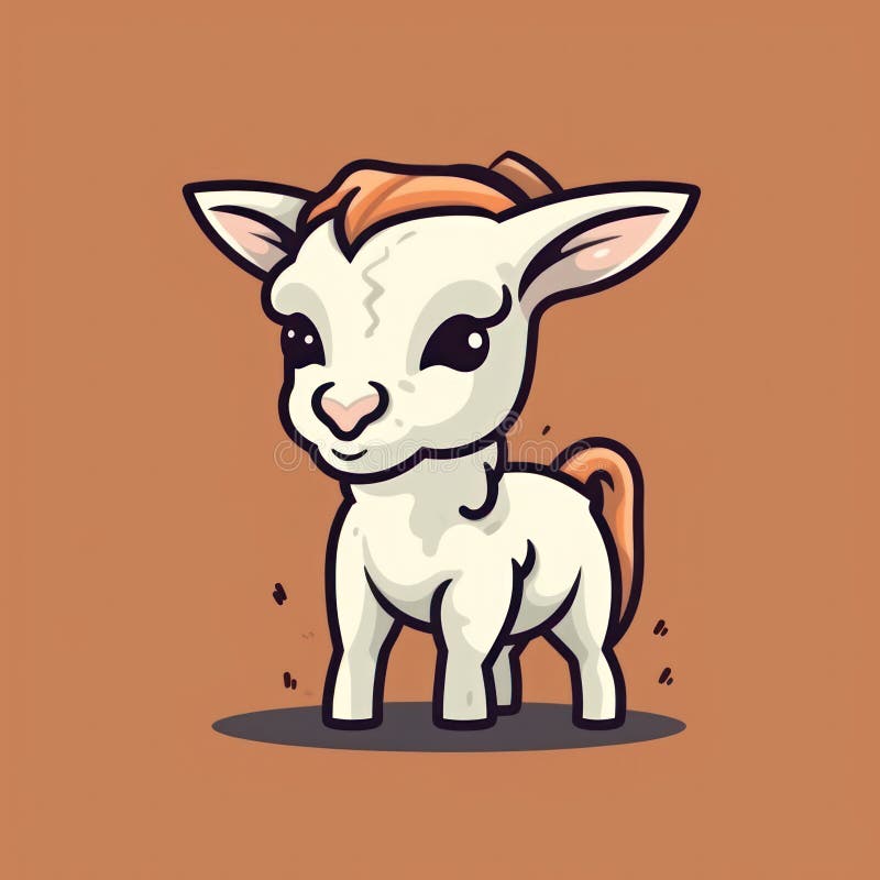 Simple and Cute Goat Cartoon Outline on Clear Background . Stock ...