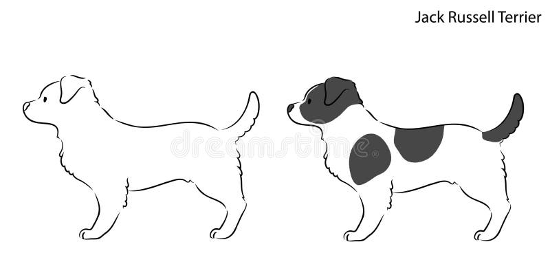 Simple and Cute Hand Drawn Line Art Illustration of Jack Russell ...