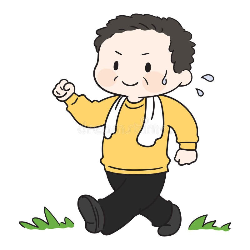 Simple and Cute Illustration of a Man Walking for Health Stock Vector ...