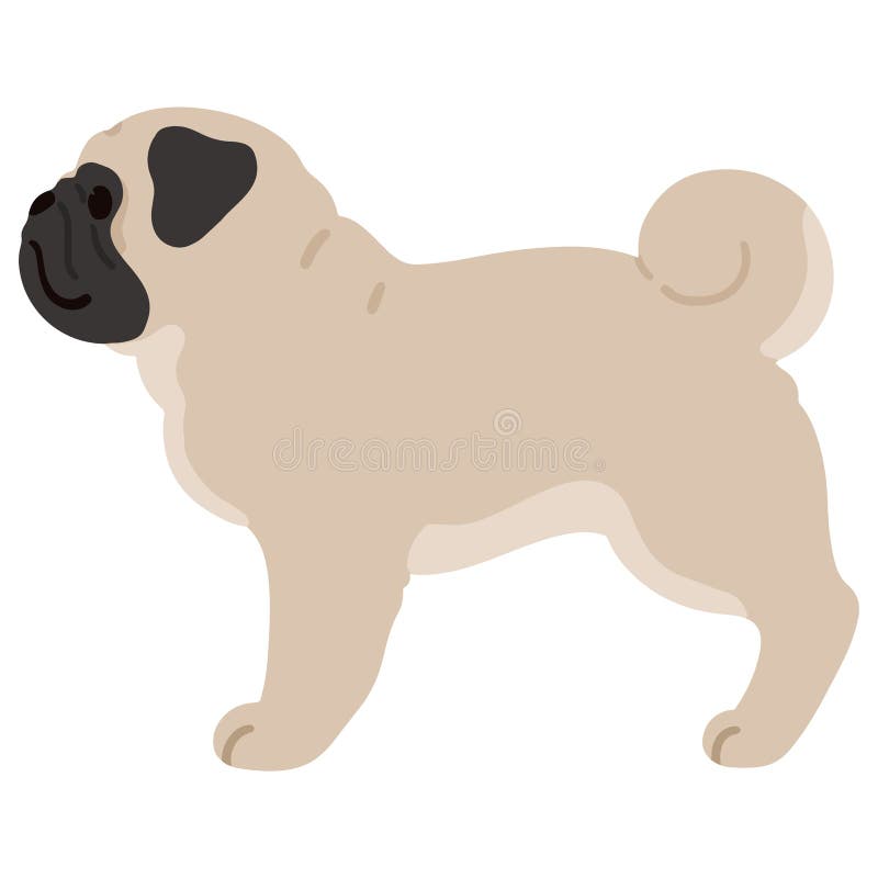 Simple and Cute Illustration of Pug in Side View Flat Colored Stock ...