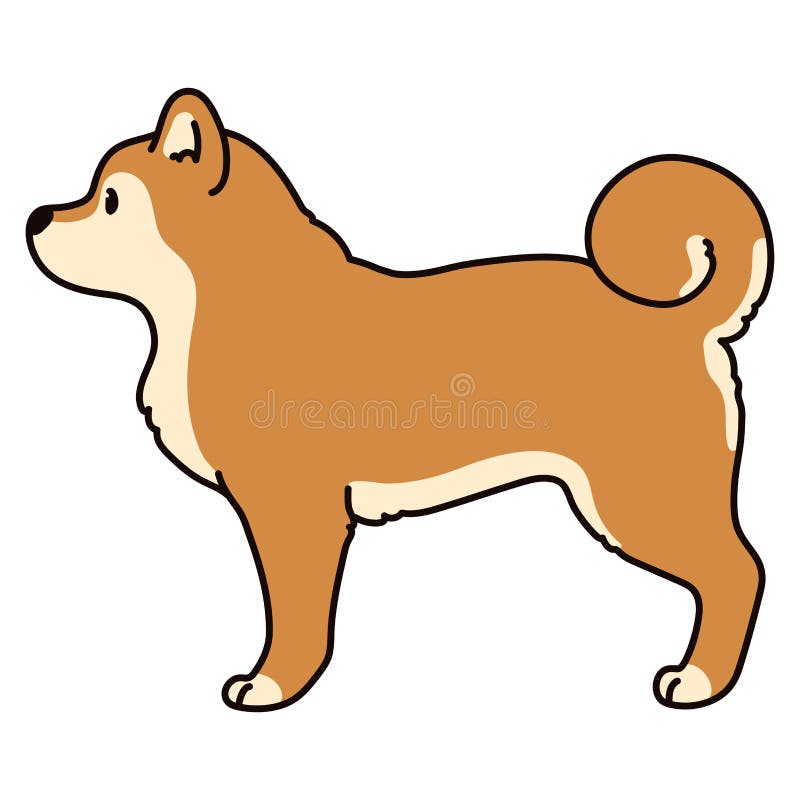 Simple and Cute Illustration of Shiba Inu in Side View Stock Vector ...