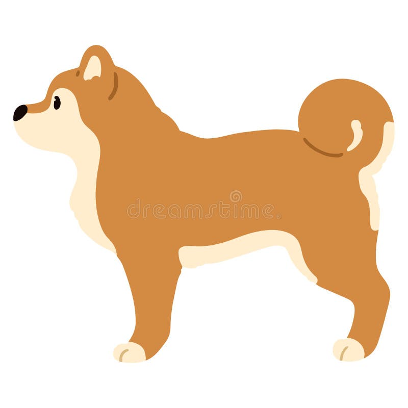 Simple and Cute Illustration of Shiba Inu in Side View Flat Colored ...