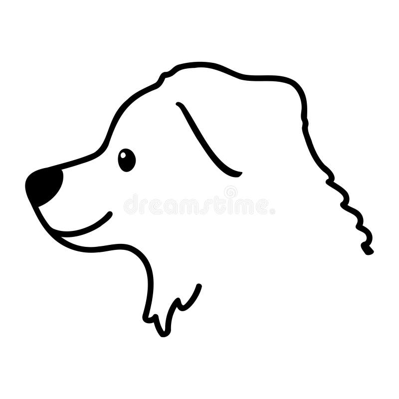 Simple and Cute Line Art Illustration of Border Collie in Side View ...