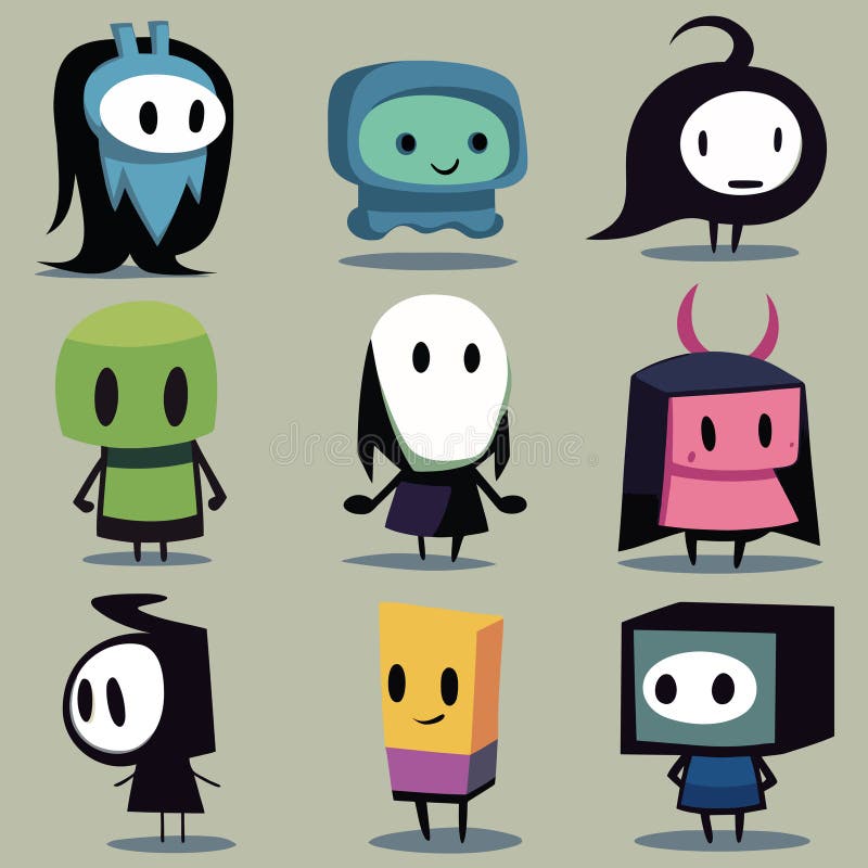 9 Simple Cute Monster Illustration Character Collection Stock Vector ...