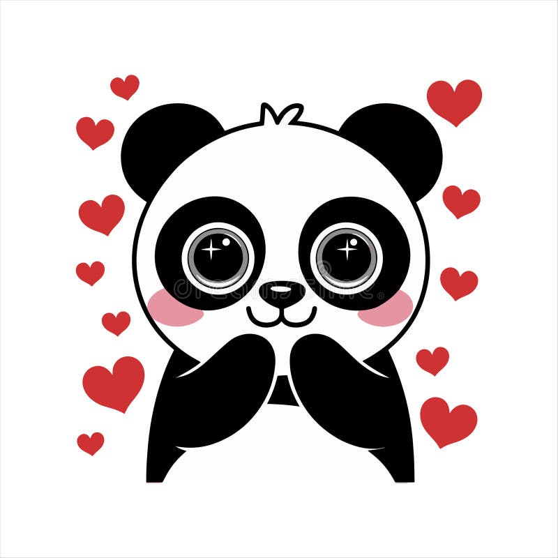 A Simple Cute Panda in Love of a Vector Illustration Stock Vector ...