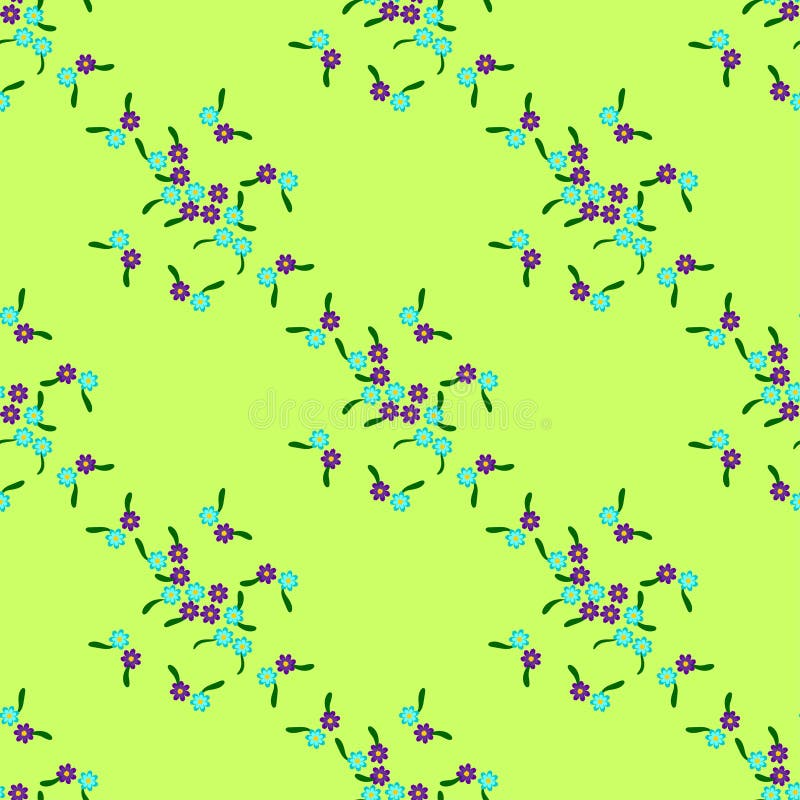 Simple Cute Pattern in Small-scale Blue and Purple Flowers 2 Stock ...