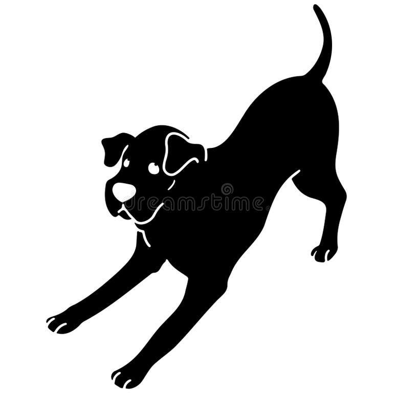 Simple and Cute Playful Great Dane in Silhouette Stock Vector ...