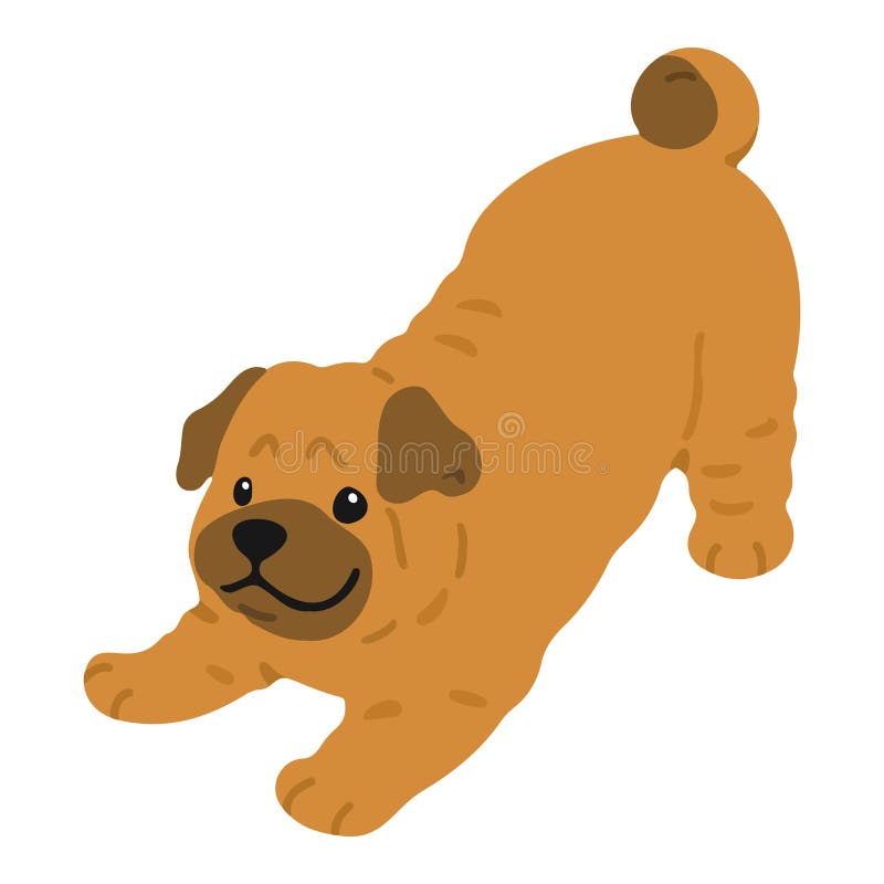Simple and Cute Playful Shar Pei Dog Illustration Flat Colored Stock ...