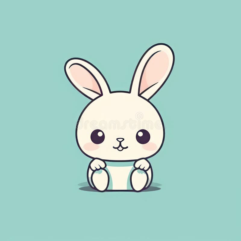Simple and Cute Rabbit Outline in Cartoon Style on Clear Background ...