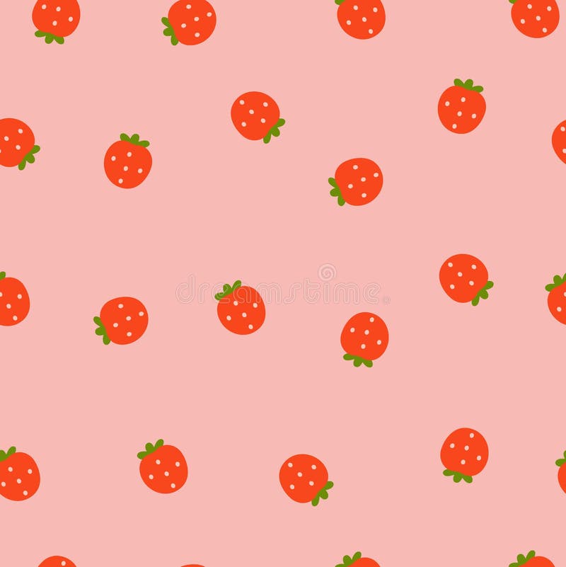 Simple Cute Seamless Pattern with Strawberries. Vector Graphics Stock ...