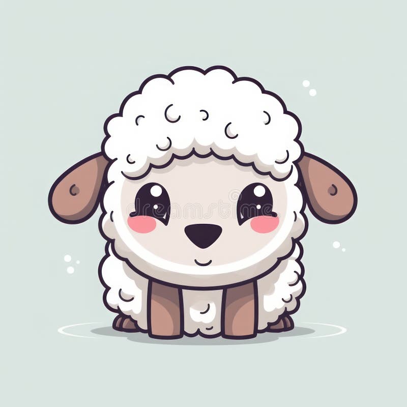Simple and Cute Sheep Outline in Cartoon Style on Clear Background ...
