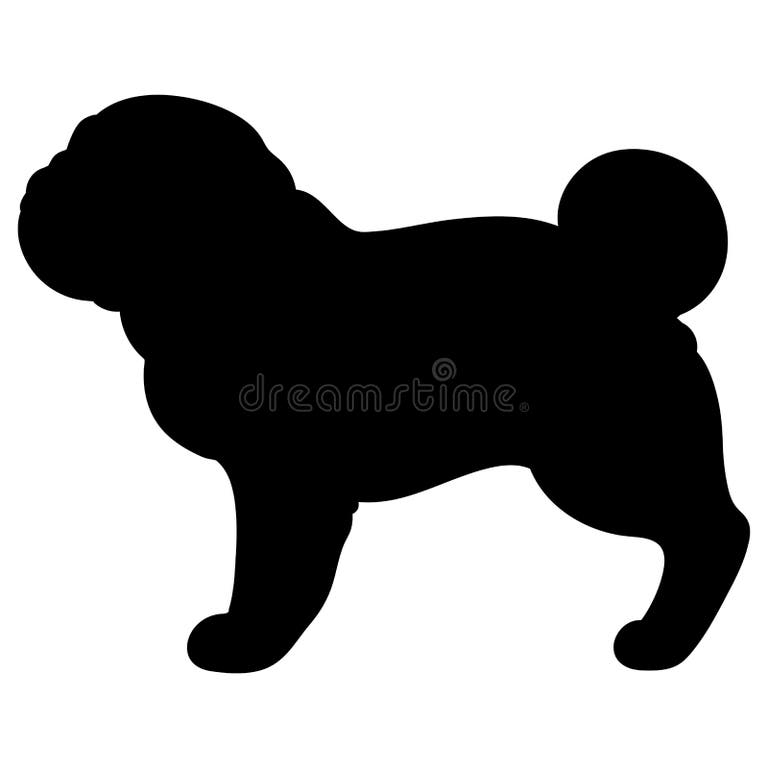 Simple and Cute Silhouette of Pug in Side View Stock Vector ...