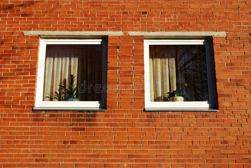 Cute Windows in Black Brick Facade Stock Photo - Image of facade ...