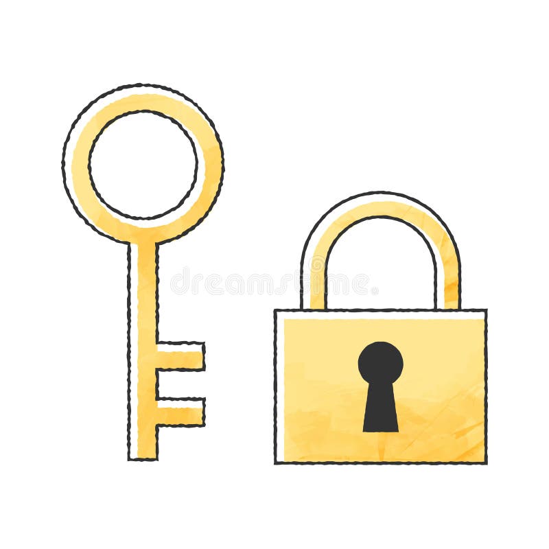 A Cute Padlock Vector Illustration Hand Drawing Stock Vector ...