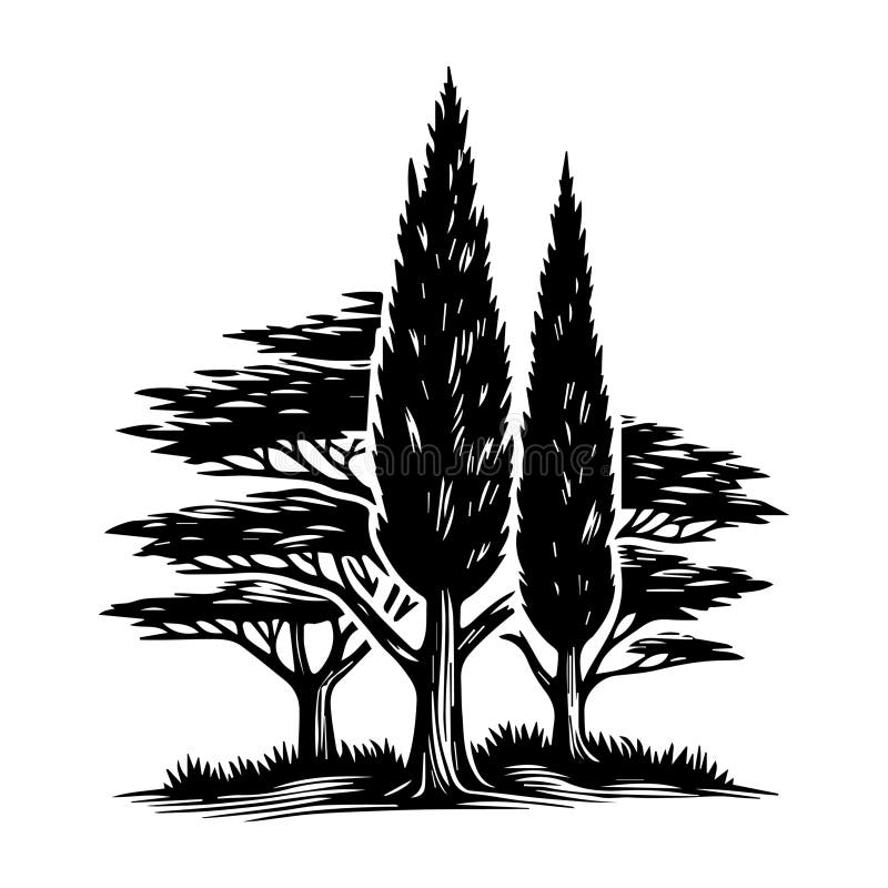Cypress Trees Vector Icon Vintage Retro Logo Illustration Stock Vector ...
