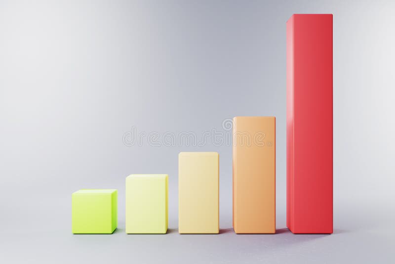 Simple 3D Bar Chart in Multiple Colors on Neutral Grey Background ...