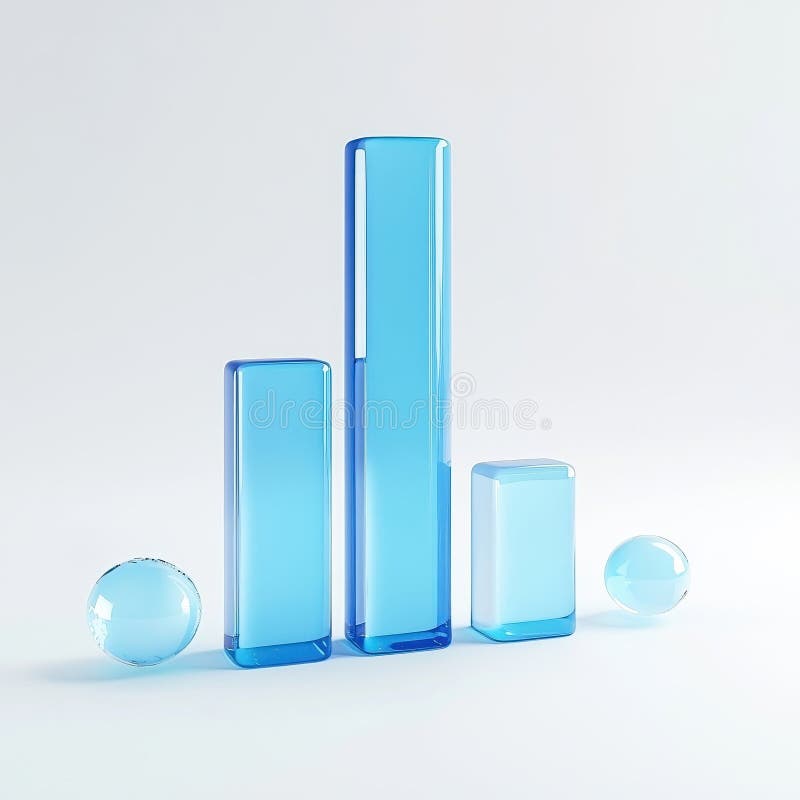 Simple 3D Blue Bar Chart Icon on Transparent Background Stock Image ...