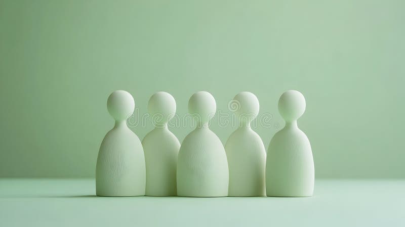 Simple 3D Characters Gathered on a Green Background, Depicting Concepts ...