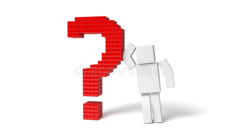 Simple 3d Cubic Character and Question Mark Stock Illustration ...