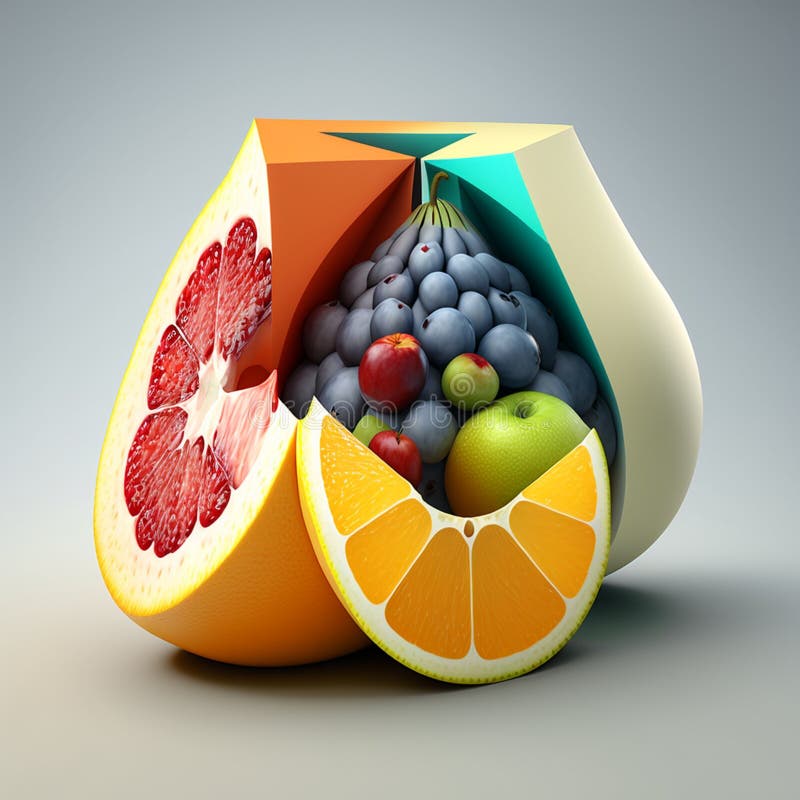 Simple 3D Fruit Unity. Generative AI Stock Illustration - Illustration ...