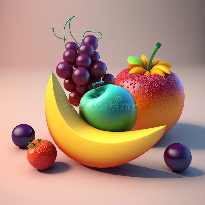 Simple 3D Fruit Unity. Generative AI Stock Illustration - Illustration ...