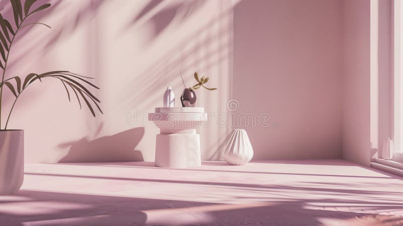 Simple 3d Interior in Pastel Colors Stock Photo - Image of scene ...