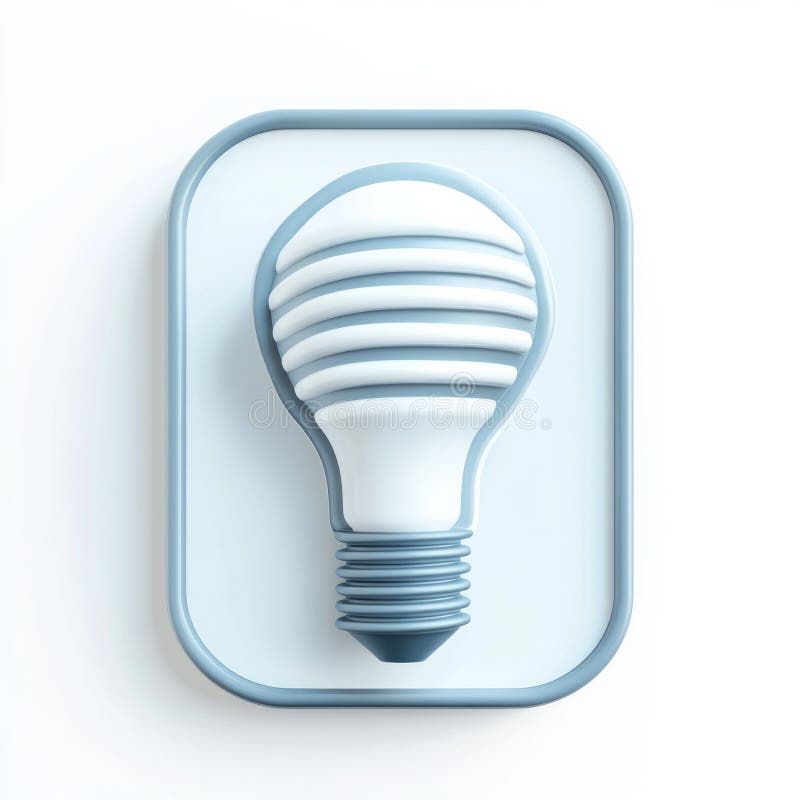 Simple 3d Light Bulb Icon Featuring Soft Blue and White Tones in ...