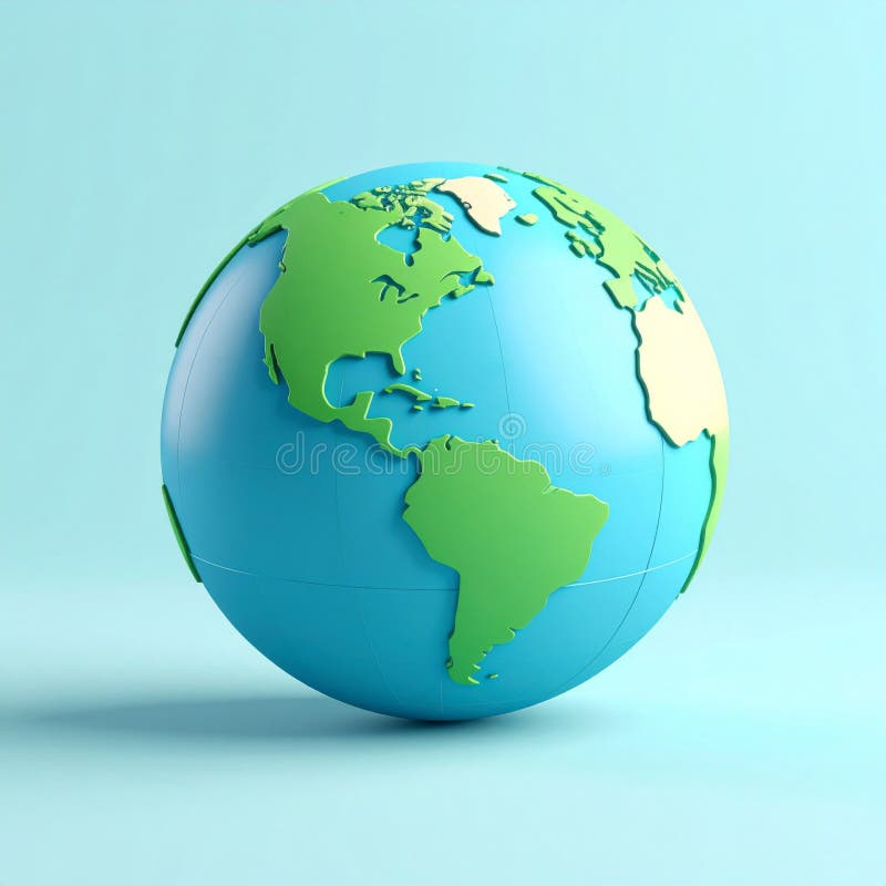 Simple 3D Rendered Earth Globe Pastel Colors Stock Illustration ...