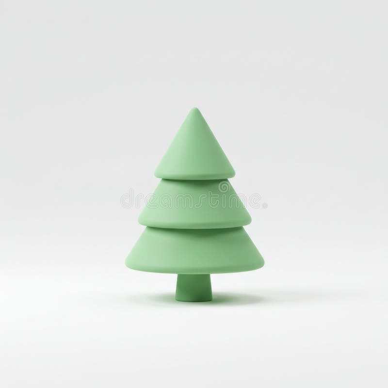 Simple 3D Rendered Pastel Green Christmas Tree Stock Illustration ...