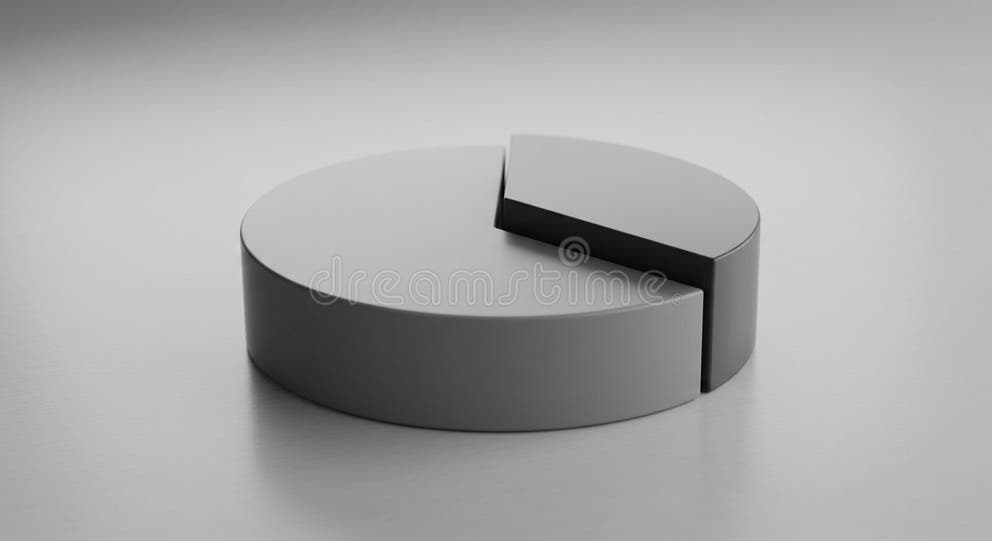Minimalist 3D Render of a Divided Pie Chart: Data Visualization Stock ...