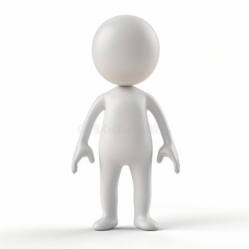 Simple 3D White Humanoid Figure, Standing Pose Stock Illustration ...