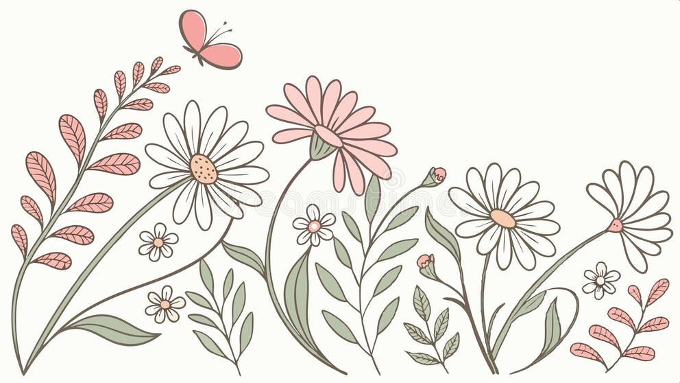Simple Daisy Border Vector Design, Clean Floral Edge for Frames and ...