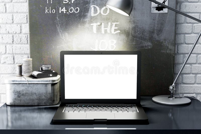 Simple Darck Desk Part of Interest Work Area from Front 3d Render Stock ...