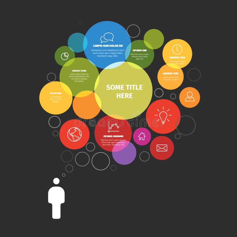 Simple Dark Infographic Template with Person Icon and His Ideas and ...