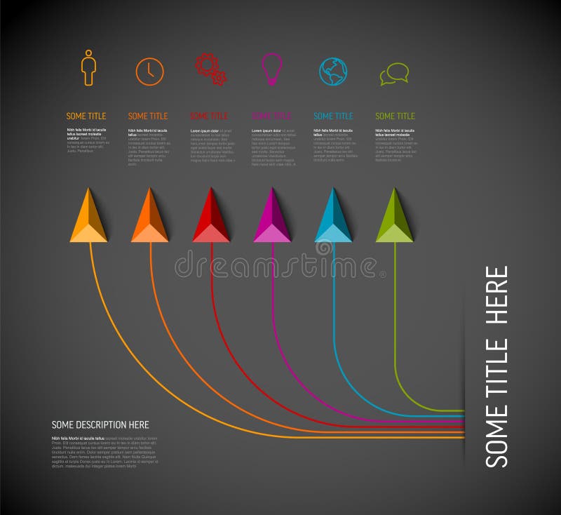 Simple Dark Infographic with Title and Six Smaller Element Option Items ...