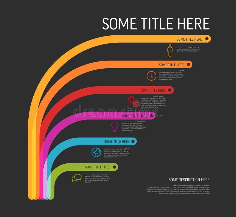 Simple Dark Infographic with Title and Six Smaller Element Option Items ...