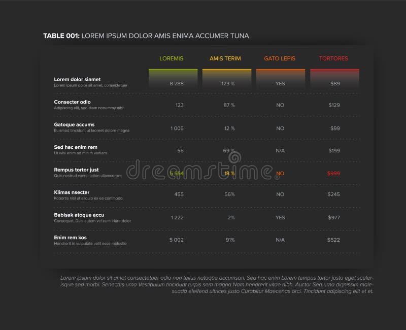 Stylized Content Data Table Template Stock Vector - Illustration of infographics, design: 156549679