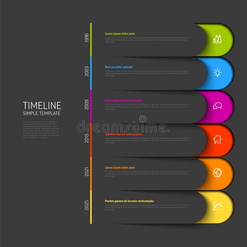 Simple Dark Vertical Infographic Timeline Template Made from White ...