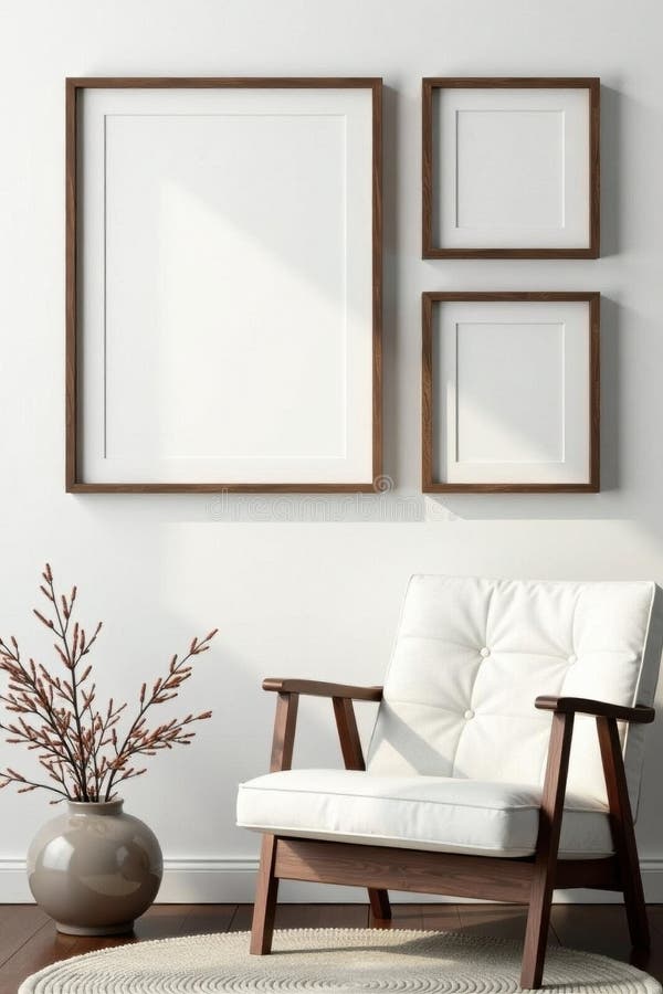Simple, Dark Wood Frames, Varying Sizes, Clean White, Art, Display ...