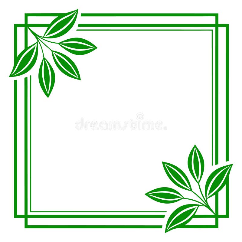 A Simple, Decorative Frame Features Two Clusters of Green Leaves ...