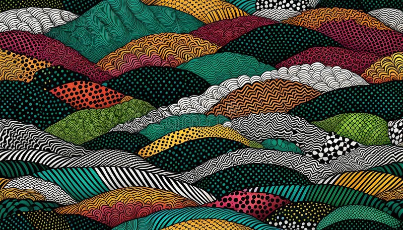 Simple Decorative Illustrative Representation of Hills in a Landscape ...