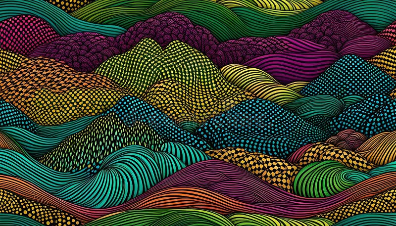 Simple Decorative Illustrative Representation of Hills in a Landscape ...