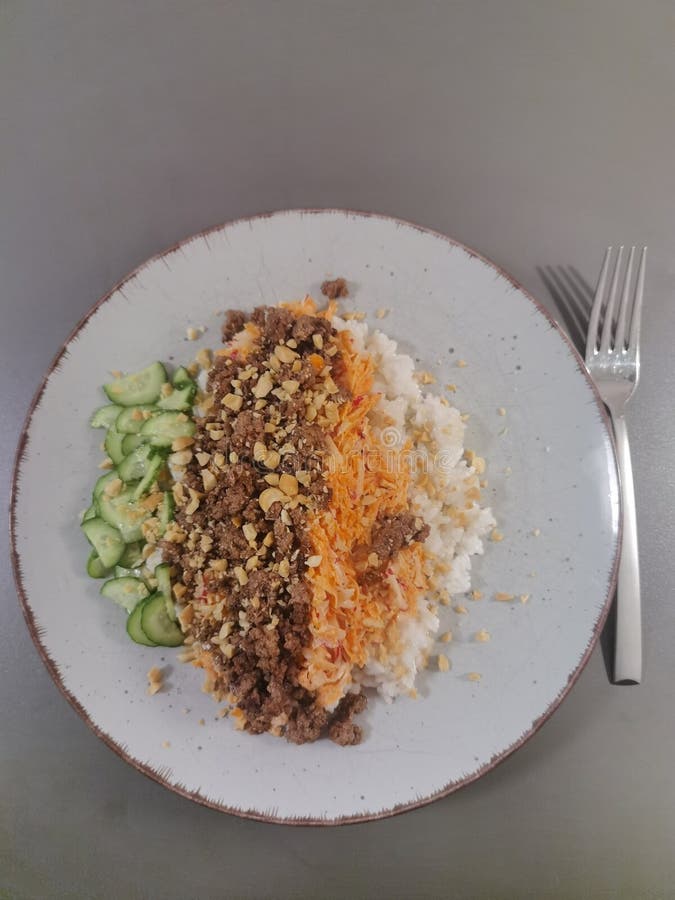 Simple and Delicious Homemade Food Stock Image - Image of salad, curry ...