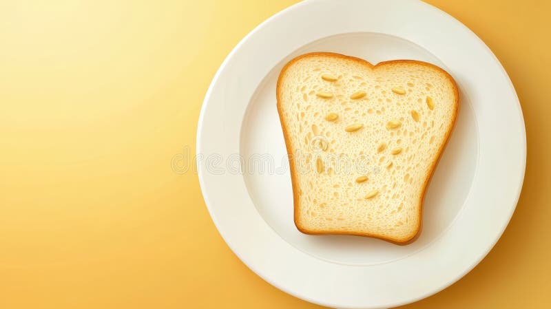 Simple Delight, Single Slice of Bread on White Plate in Cozy Kitchen ...