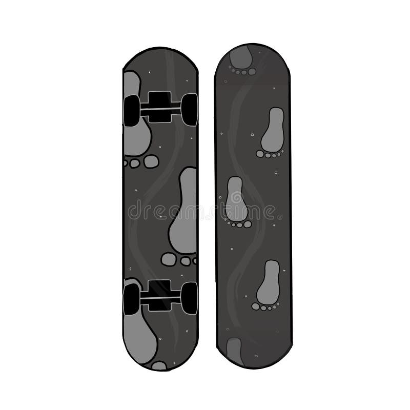 Simple Design Black Skateboard with Footprints and Dots Stock Vector ...